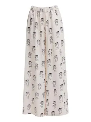 JULIA ALLERT Art Print Wide-leg Palazzo Trousers - Black
