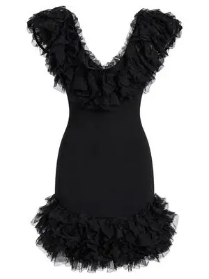 ROSIE BILLINGTON Nera Ruffle Mini Dress - Black
