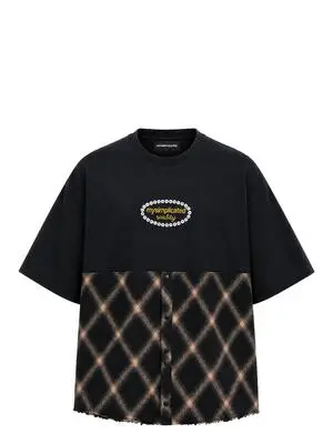 MYSIMPLICATED Atelier Hybrid Oversized T-shirt With Shirt Detailing - Black