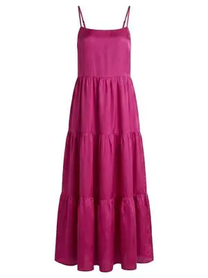 SILK AND BEARS Valentina Magenta Tiered Maxi Dress - Pink