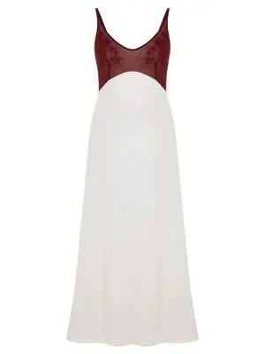 PCFG Embroidered Floral Midi Dress - White
