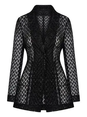 ELSAVA Lace Tailored Blazer - Black