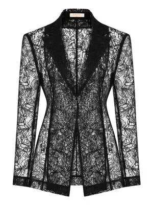 ELSAVA Lace Tailored Blazer - Black