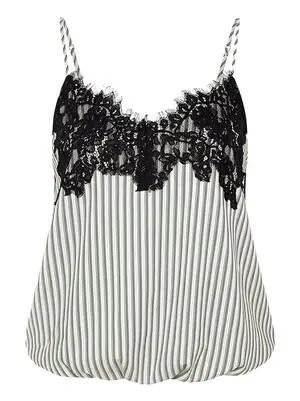 AMY LYNN Amy Lynn Sienna Stripe Satin Lace Top