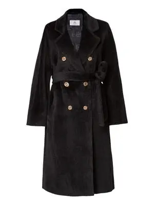 GIODORO Double Breasted Alpaca Wrap Coat - Black