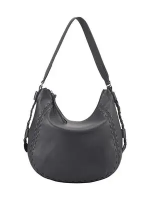 LLOYD BAKER Penelope Leather Hobo Shoulder Bag With Whipstitch Detailing - Black