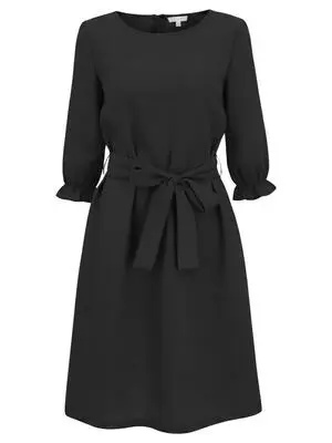 LEMUSE Stonewashed Linen Dress With Tie Belt - Black