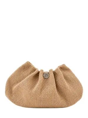 MUCHE & MUCHETTE Muche Et Muchette Leo Pouch Natural Jute With Beading Brown