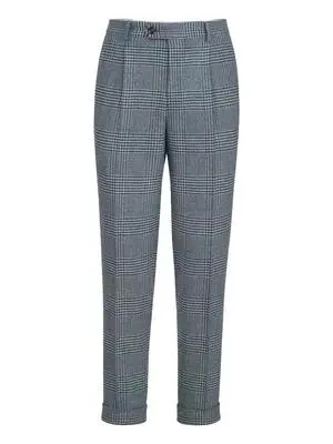 Brunello Cucinelli Prince Of Wales Flannel Trousers - Blue