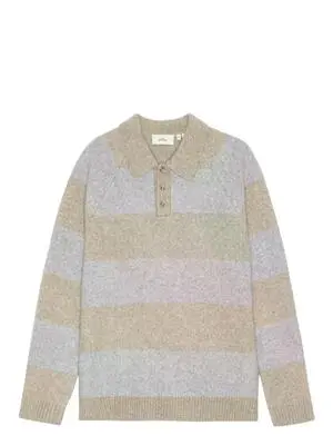 LES DEUX Striped Raglan-sleeve Polo Shirt - Neutrals
