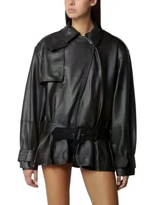ROTATE BY BIRGER CHRISTENSEN Biker Leather Jacket - Brown