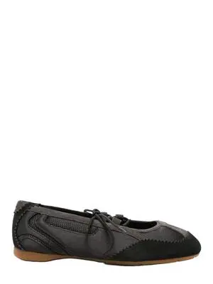 DIESEL® Lace-up Panelled Ballet Flats - Black