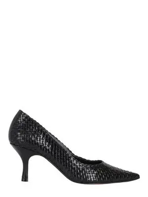 LA ROSE Moritz Woven Pointed Toe Pumps - Black