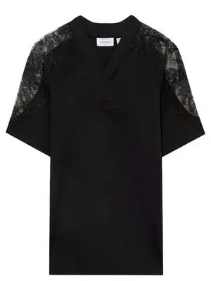 Off-White Lace Insert Soccer Dress - Black