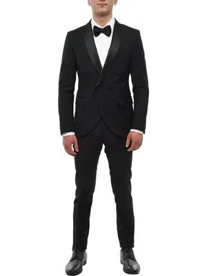 Corneliani Double-breasted Shawl-lapel Suit - Black