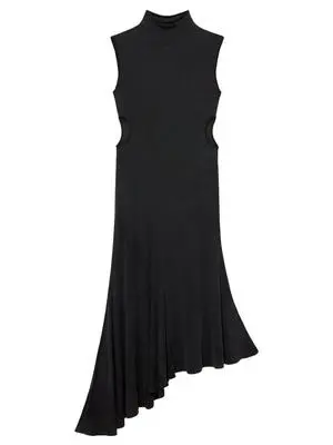 Off-White Cupro Rib Meteor Asymmetric Dress - Black