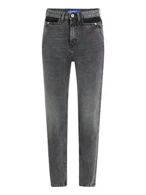 Karl Lagerfeld Karl Lagerfeld Jeans Logo-Patch Washed Grey Cut-Out Jeans Grey