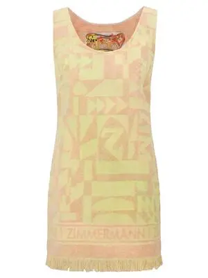 Zimmermann Solstice Geometric-pattern Fringed Mini Dress - Yellow