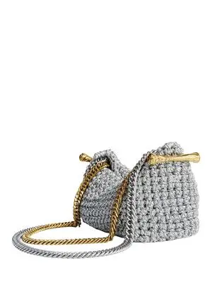 ISKRA Iskra Stella Clasp Bag - Metallic Woven Design Silver