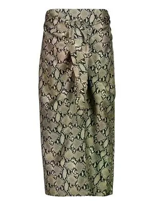 PAULA Snakeskin Print Silk Wrap Skirt - Neutrals