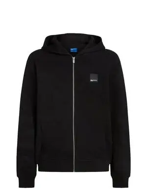 KARL LAGERFELD Karl Lagerfeld Jeans Waffle Zip-Up Hoodie With Logo Patch