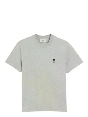 AMI Paris AMI Paris Organic Cotton T-Shirt With Ami De Coeur Embroidery Grey