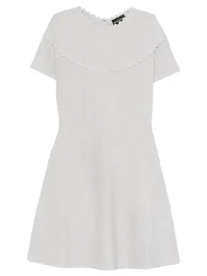 Emporio Armani Textured Mini Dress With Scalloped Trim - Grey