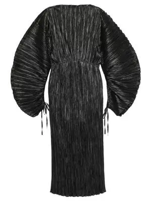 Cult Gaia Freda Plissé-effect Balloon-sleeve Midi Dress - Black
