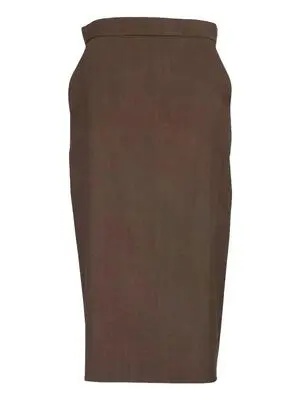Max Mara Wool Gabardine Pencil Skirt - Brown