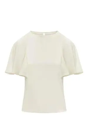 Michael Kors Cape Sleeve Satin Blouse - Neutrals