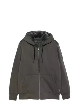 Moose Knuckles Logo Patch Zip-up Hoodie - Grey