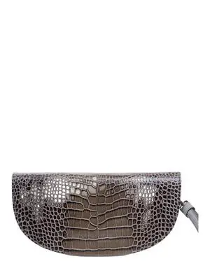 HESTER VAN EEGHEN Mezza Luna M Croco Ash Clutch - Grey