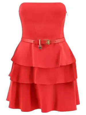 Elisabetta Franchi Elisabetta Franchi Red Strapless Mini Dress With Gold-Tone Logo Plaque Red
