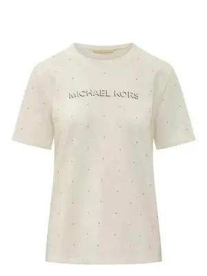 Michael Kors Stud Embellished Logo T-shirt - Neutrals