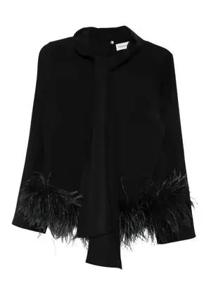 P.a.r.o.s.h Feather-trim Pussy-bow Blouse - Black