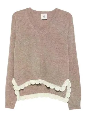 THE GARMENT Como Crochet-trim V-neck Sweater - Neutrals