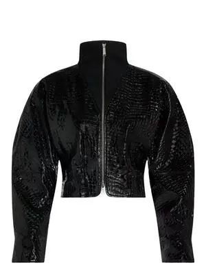 Karl Lagerfeld Croc-effect Leather Jacket - Black