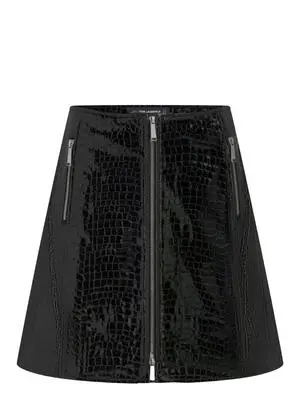 Karl Lagerfeld Karl Studio Croc Leather Skirt - Black