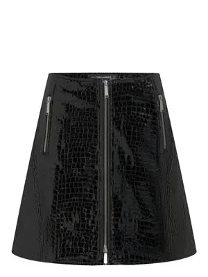Karl Lagerfeld Croc-effect Leather Skirt - Black