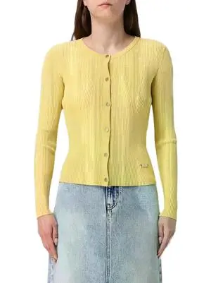 ARMANI EXCHANGE Armani Exchange Ribbed-Knit Logo Plaque Cardigan