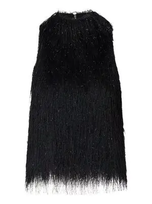 Liu Jo Fringed High Neck Top - Black