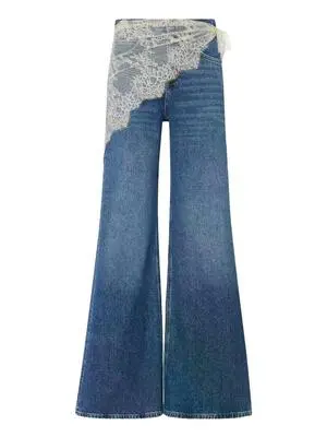 LIU JO LIU JO High Waist Flare Jeans With Lace Detail