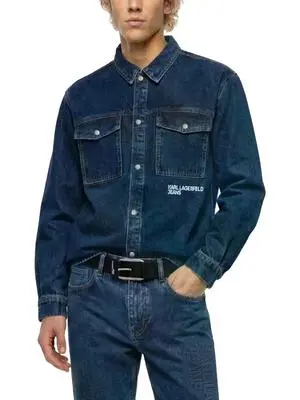 Karl Lagerfeld Logo Denim Overshirt - Blue