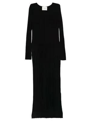 LISA YANG Ribbed-knit Long-sleeve Maxi Dress - Black