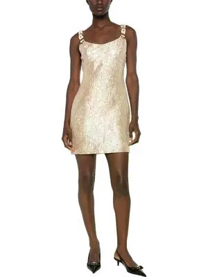 Versace Crushed Buckle-detail Mini Dress - Neutrals