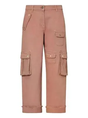 Liu Jo Cotton Cargo Pants With Multiple Pockets - Pink
