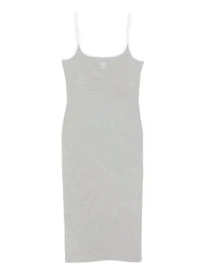 Versace Logo-embroidered Midi Dress - Grey
