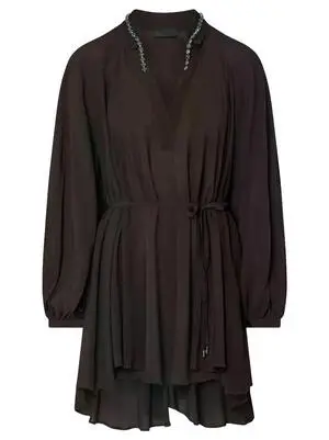 Liu Jo Short Dress With Jewel Embellishments - Brown