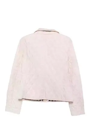 Burberry Diamond-quilted Peter Pan Collar Jacket - Pink