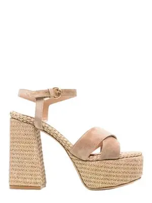 GIANVITO ROSSI Suede Crossover Platform Sandals - Neutrals